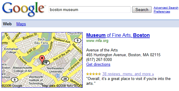 Richer Local Search Results in Google Maps