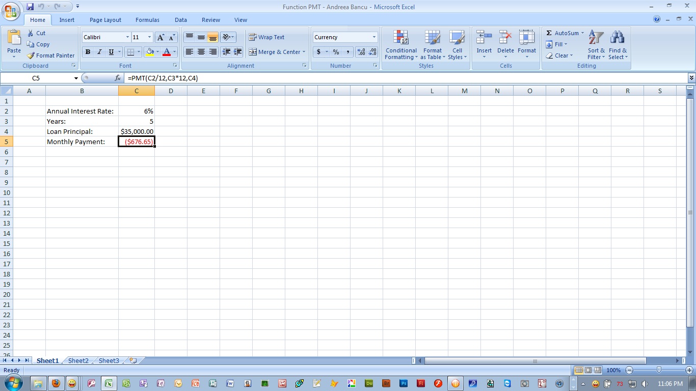 Economic Informatics Excel 2007 Formulas SUM AVERAGE PMT IF VLOOKUP Economic Informatics Excel 2007 Formulas SUM AVERAGE PMT IF VLOOKUP