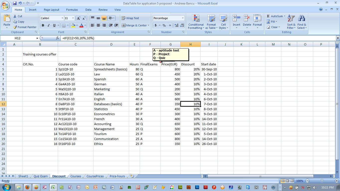 Economic Informatics: Excel Practice file for application 5