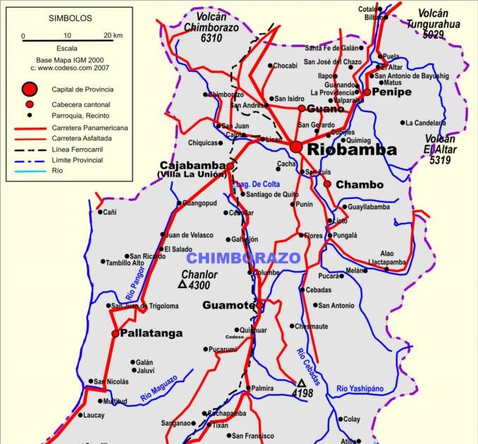 Mapas de Ecuador: Mapa de la Provincia de Chimborazo