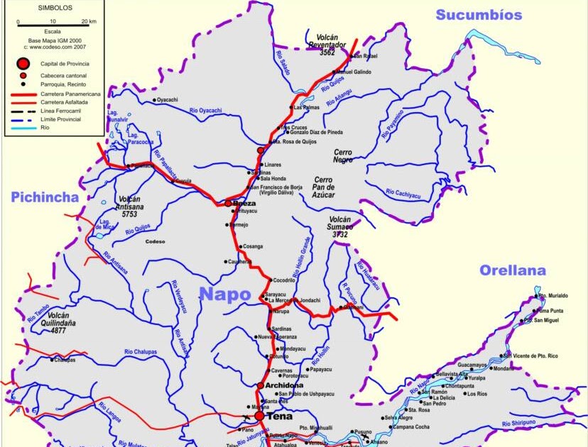 Mapas de Ecuador: Mapa de la Provincia del Napo