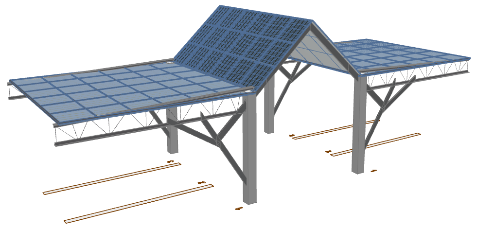 green urban design at zia station: engineered Solar Panel parking structure
