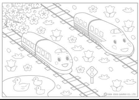 Shinkansen Sanrio Sketch Coloring Page