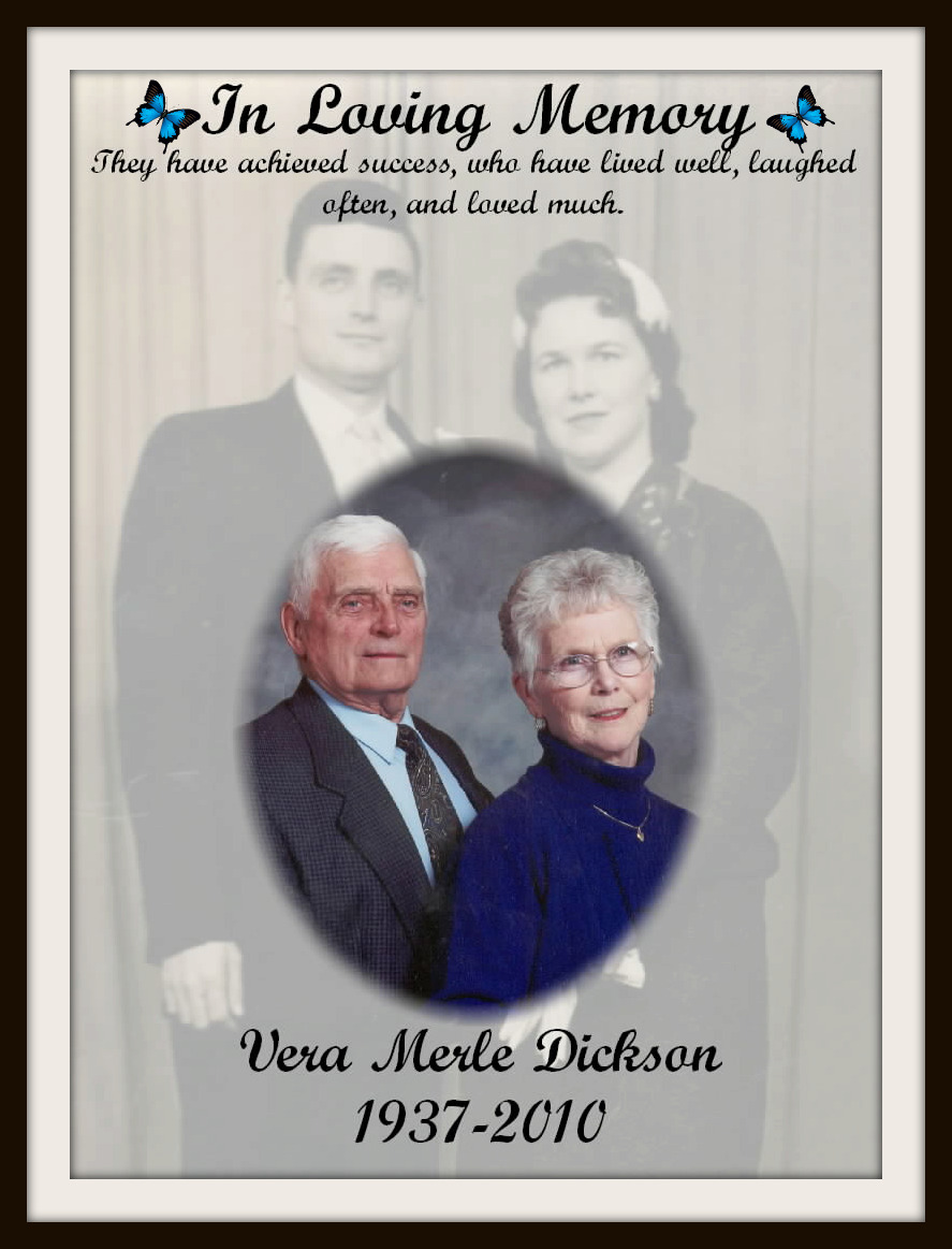 Music Writer: Lynda Dobbin-Turner: My Mom....Vera Merle Dickson