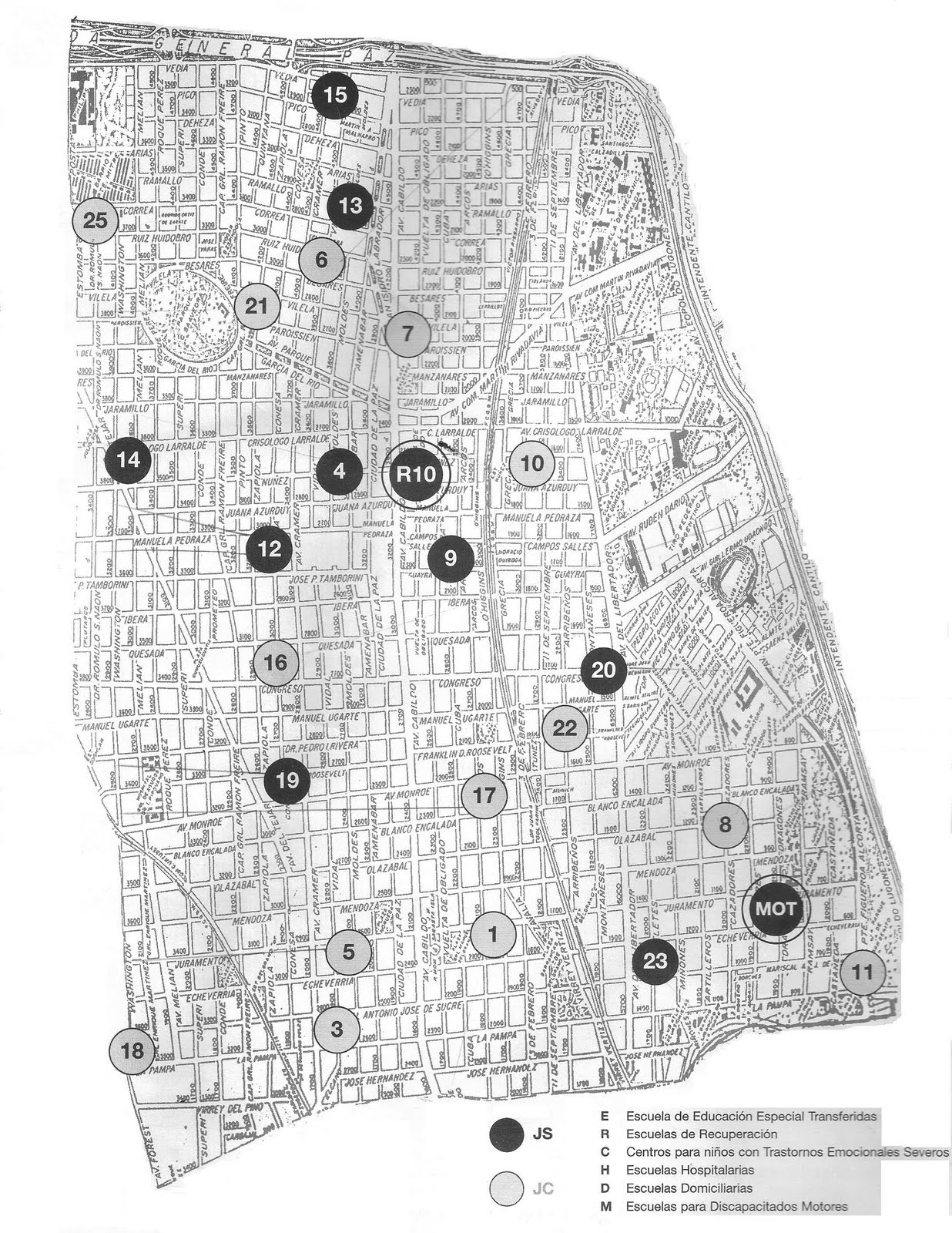 Distrito 10 - Ubicación de las Escuelas