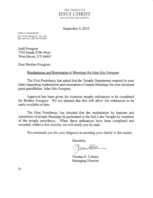 FORSGREN John Erik & Descendants: JOHN ERIK'S MEMBERSHIP & BLESSINGS ...