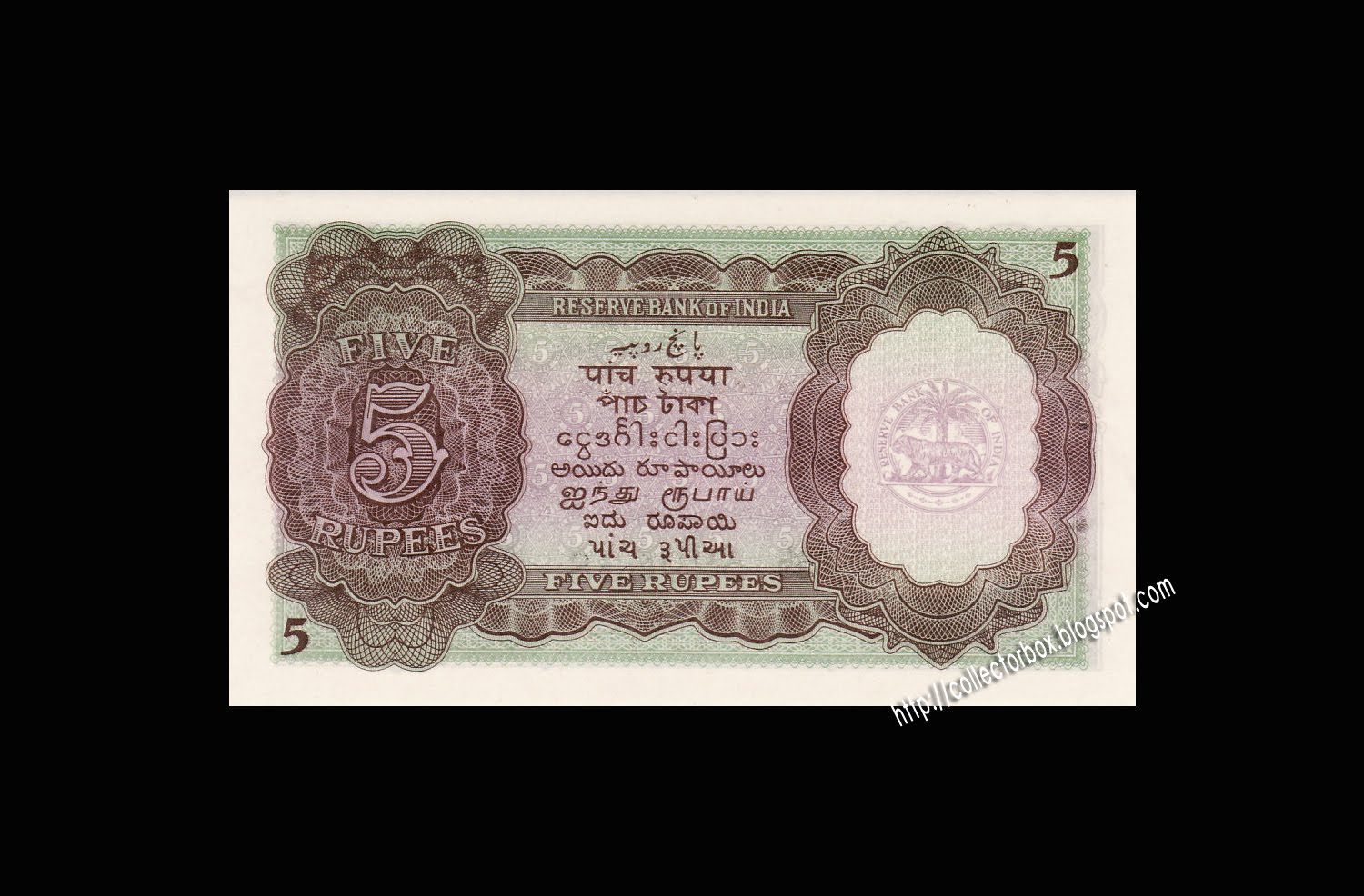 COLLECTORBOX - World banknotes and coins: India Five Rupees 1937