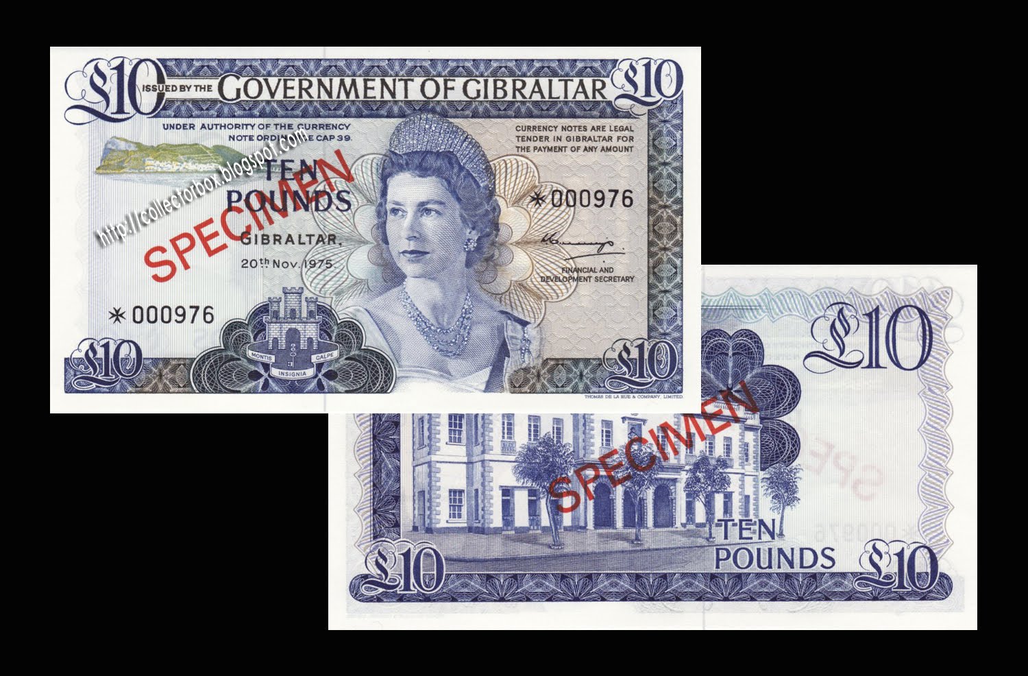 COLLECTORBOX - World banknotes and coins: Gibraltar Specimen banknotes