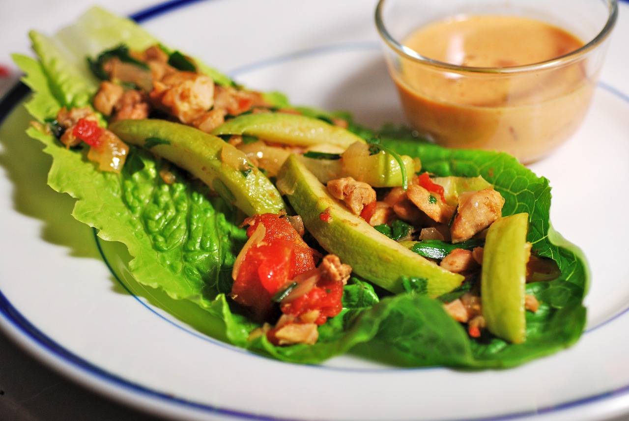Know Whey: Chayote Chicken Lettuce Wraps with Chipotle Salsa