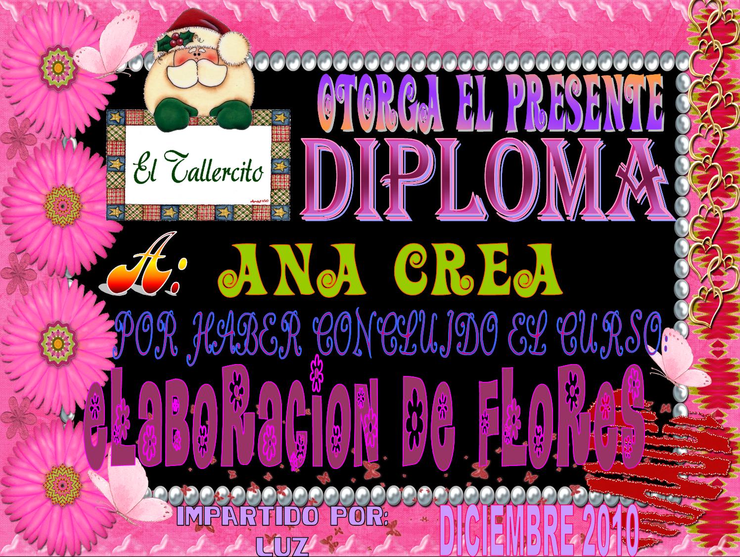 Ana creA: Diploma del curso de Flores