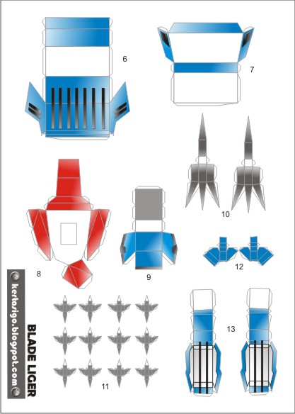 Kertas igo: Pattern Zoids Blade Liger Paper Model - Head