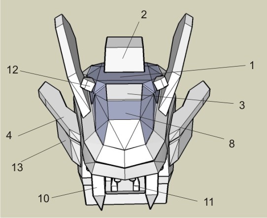 Kertas igo: Instruction Zoids Blade Liger Paper Model - Head