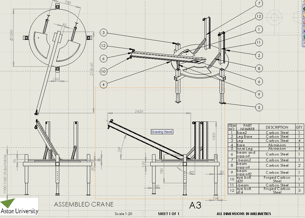 ME2045 Crane Project: Final Assembly Drawing