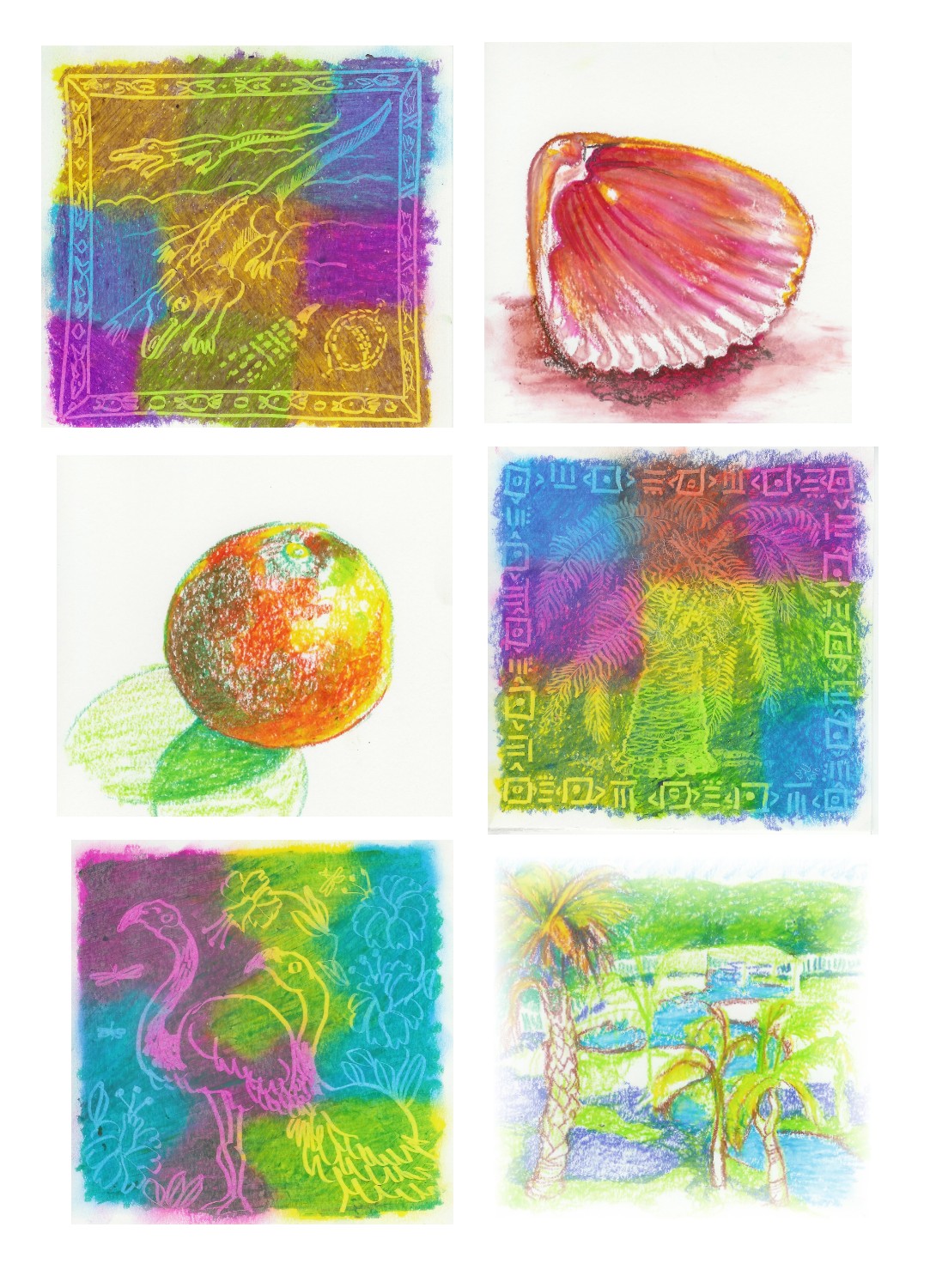 Daily Painters of Pennsylvania: "Nana's Palm" in sgraffito (oil pastel ...