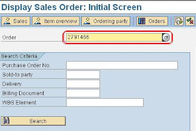 SAP e-mory: SAP SD VA03 Display Sales Order