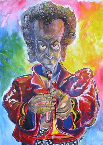 bernard caricaturas: Miles Davis
