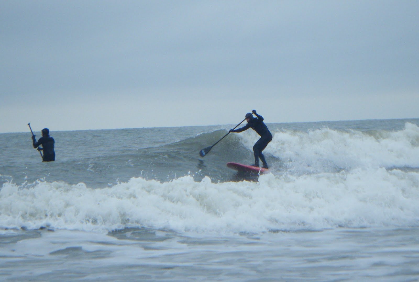 Atlantic Paddle Surfing: 2-4' ft fun clean waves.. '' grey and cold''