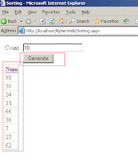 Front end and Back end: How to implement sorting using .NET Grid view.