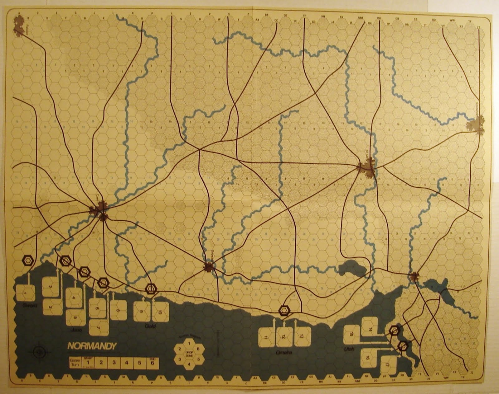 Map and Counters: SPI, NORMANDY, 2nd Ed. (1971)