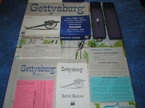 Avalon Hill Gettysburg 1958 1st year Civil War battle board game ...