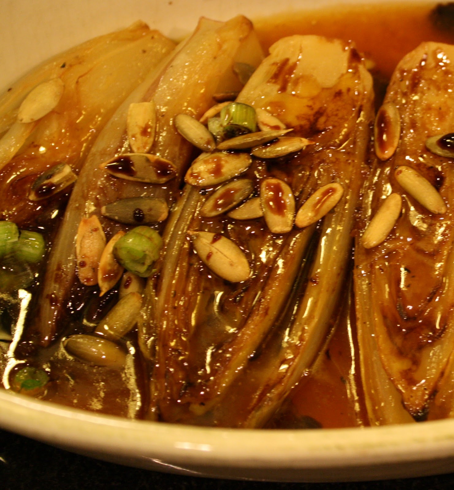 MANGO and GINGER: Last Night's Dinner: Spiced Chicken and Braised Endive