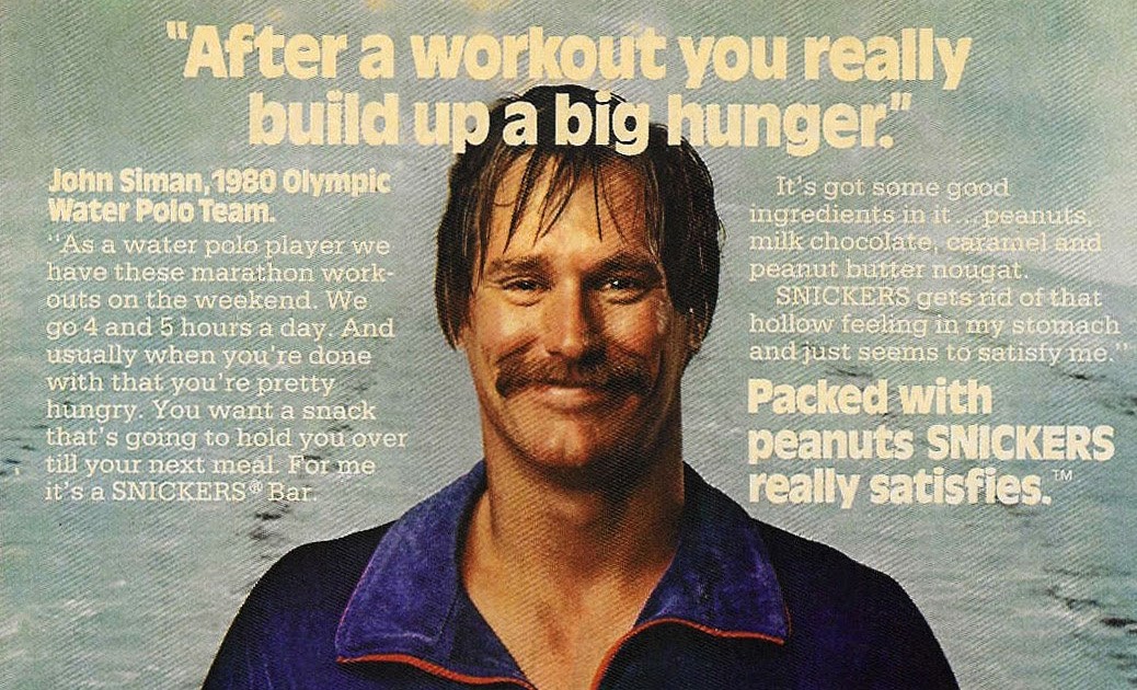 Water Polo legends: 1984: John Siman advertising a “candy bar”