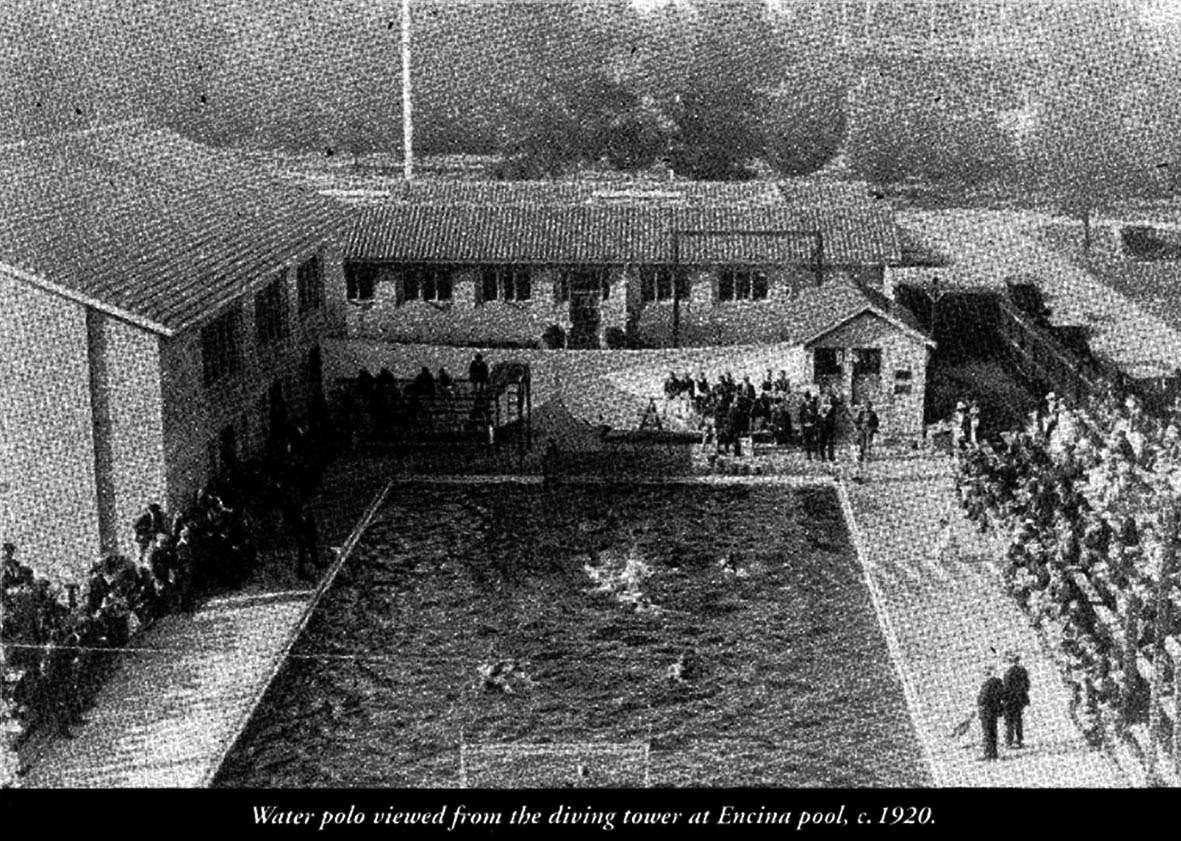 Water Polo legends: 1920: Match at Stanford’s “Encina” pool.