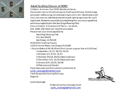 SDRC Masters: Fall Adult Sculling Classes - Tell your Friends!
