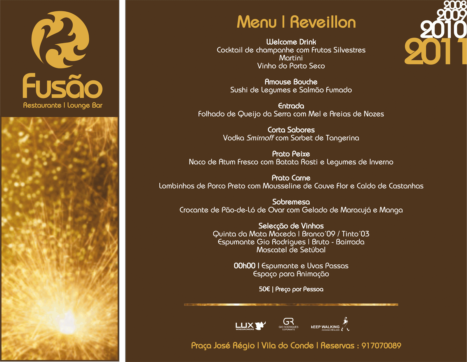 Fusão | Restaurante - Lounge: Menu Reveillon | 2010 / 2011