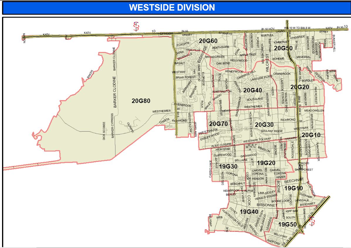 HOUSTON POLICE WESTSIDE DIVISION: Westside Beat Map