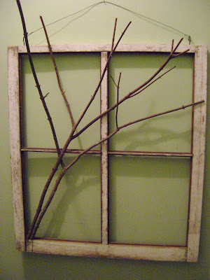 Sassytrash: Window frame/tree branch wall display.....
