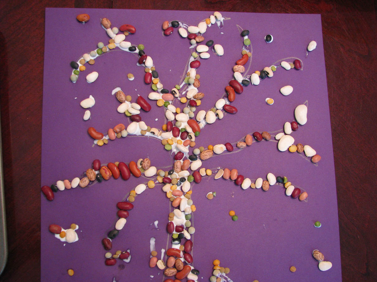 Homeschool Muse Mom: Dried Bean Mosaic-Fall Trees