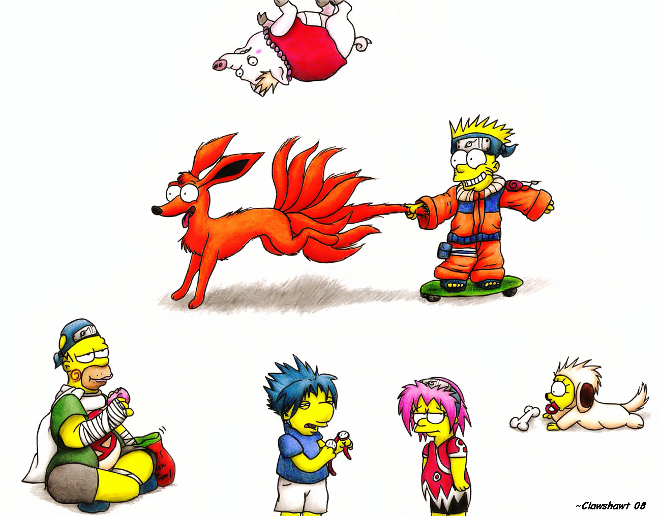 A LA LUNA Y DE REGRESO: LOS SIMPSON COMO PERSONAJES DE NARUTO