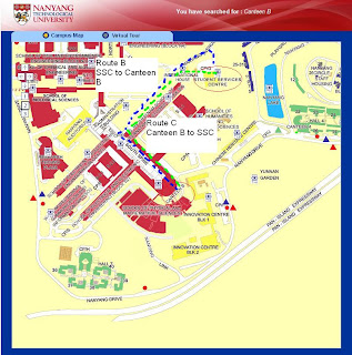 Tifa , Aeris , Marlene + Sean Koh: NTU Campus map + Route A to D