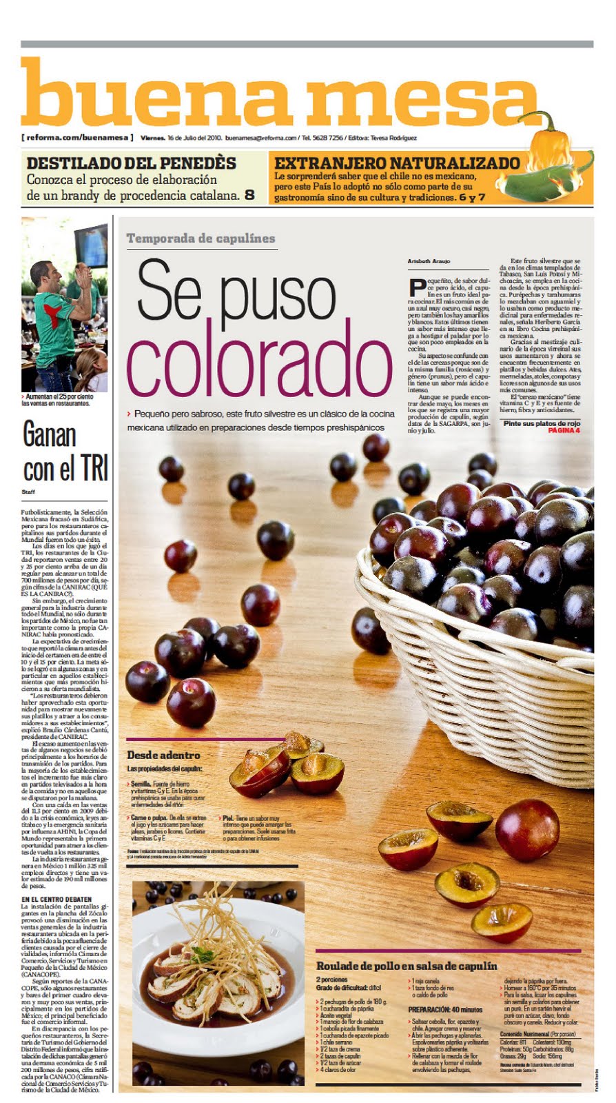 FORUM GASTRONOMICO MEXICO: Reportaje Periodico REFORMA