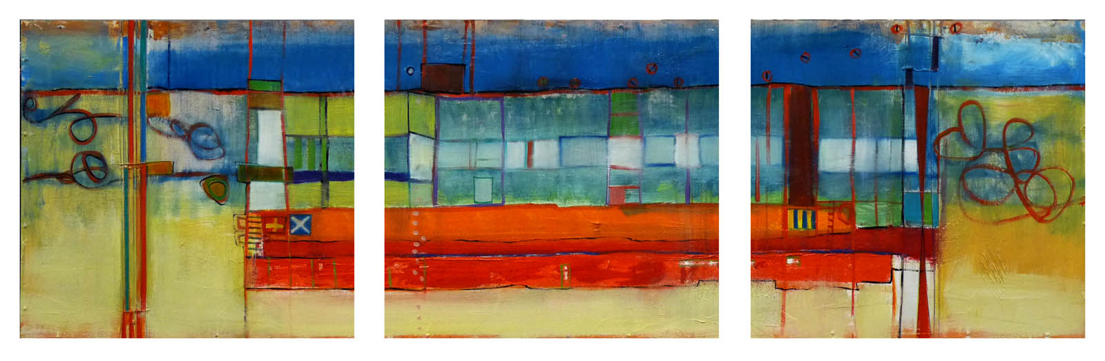 Nelligan Abstract Paintings: Abstract triptych