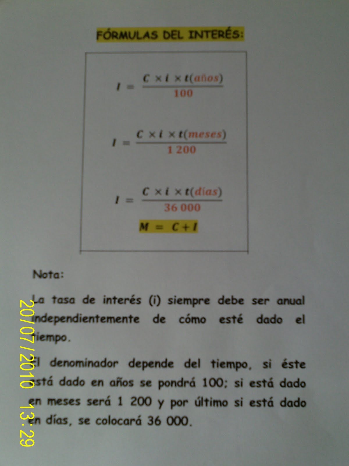 ARITMÉTICA CASFER: REGLA DE INTERÉS SIMPLE
