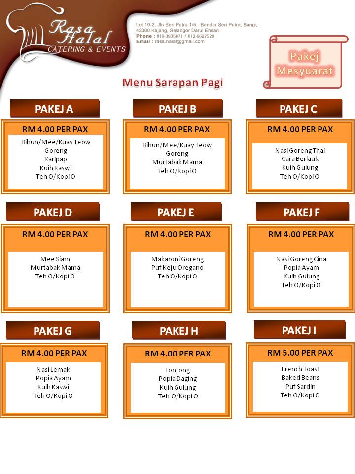 RASA HALAL MALAYSIA: Menu Pakej Sarapan Pagi - Mesyuarat