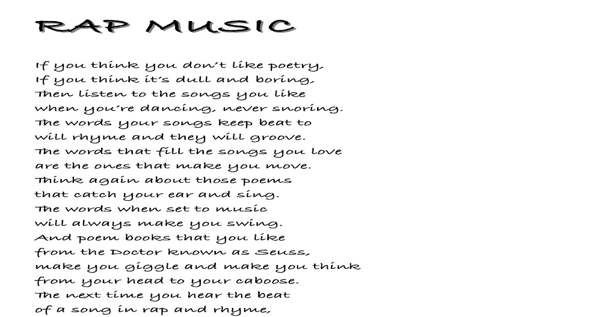 Rap Poems - Rap Poems About Haters - Lyric Poetry You Re Your Own ...