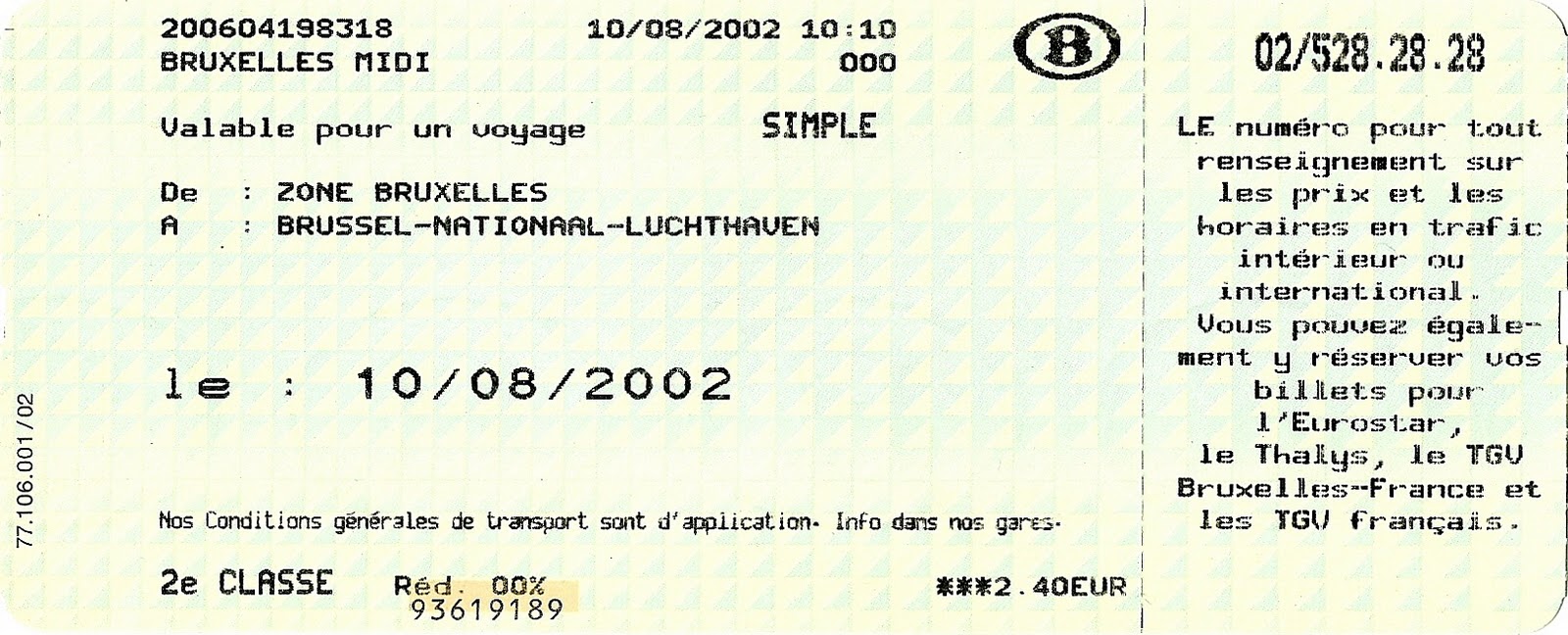 The traveler's drawer: SNCB/NMBS. Railway ticket Brussels - Brussel ...