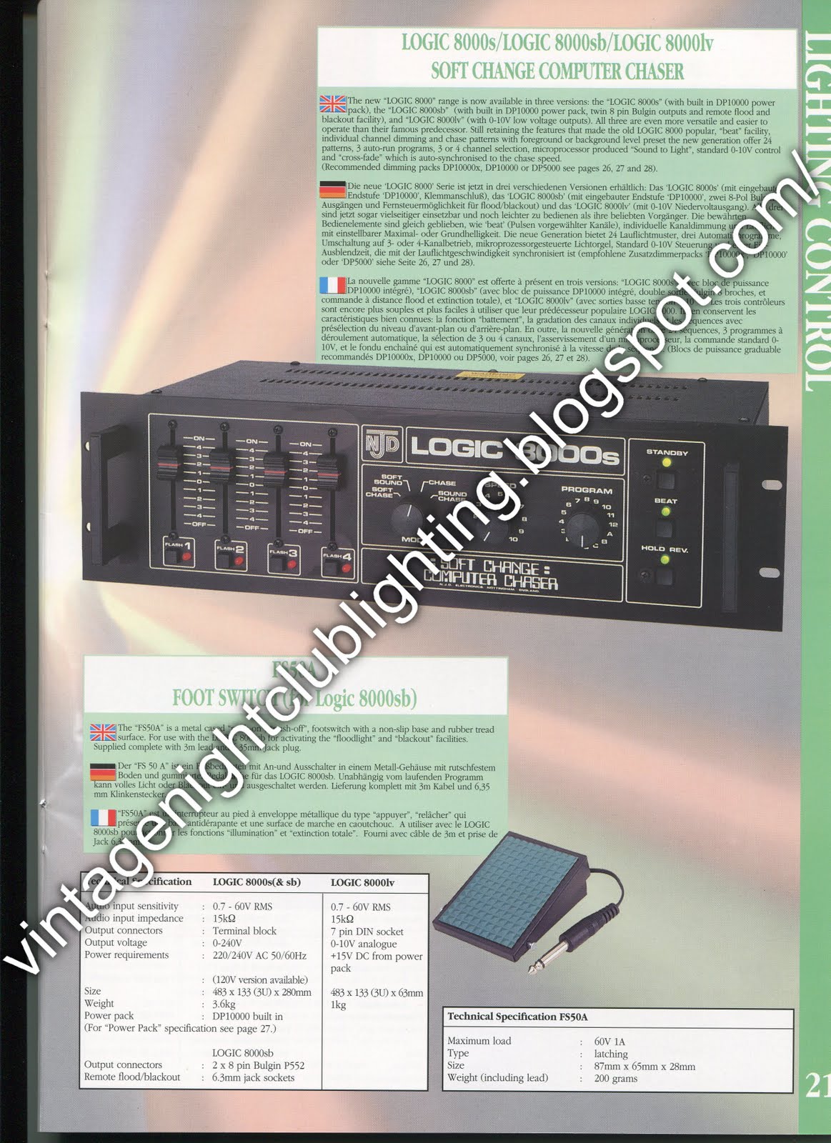 Vintage Night Club Lighting: NJD Electronics Catalogues