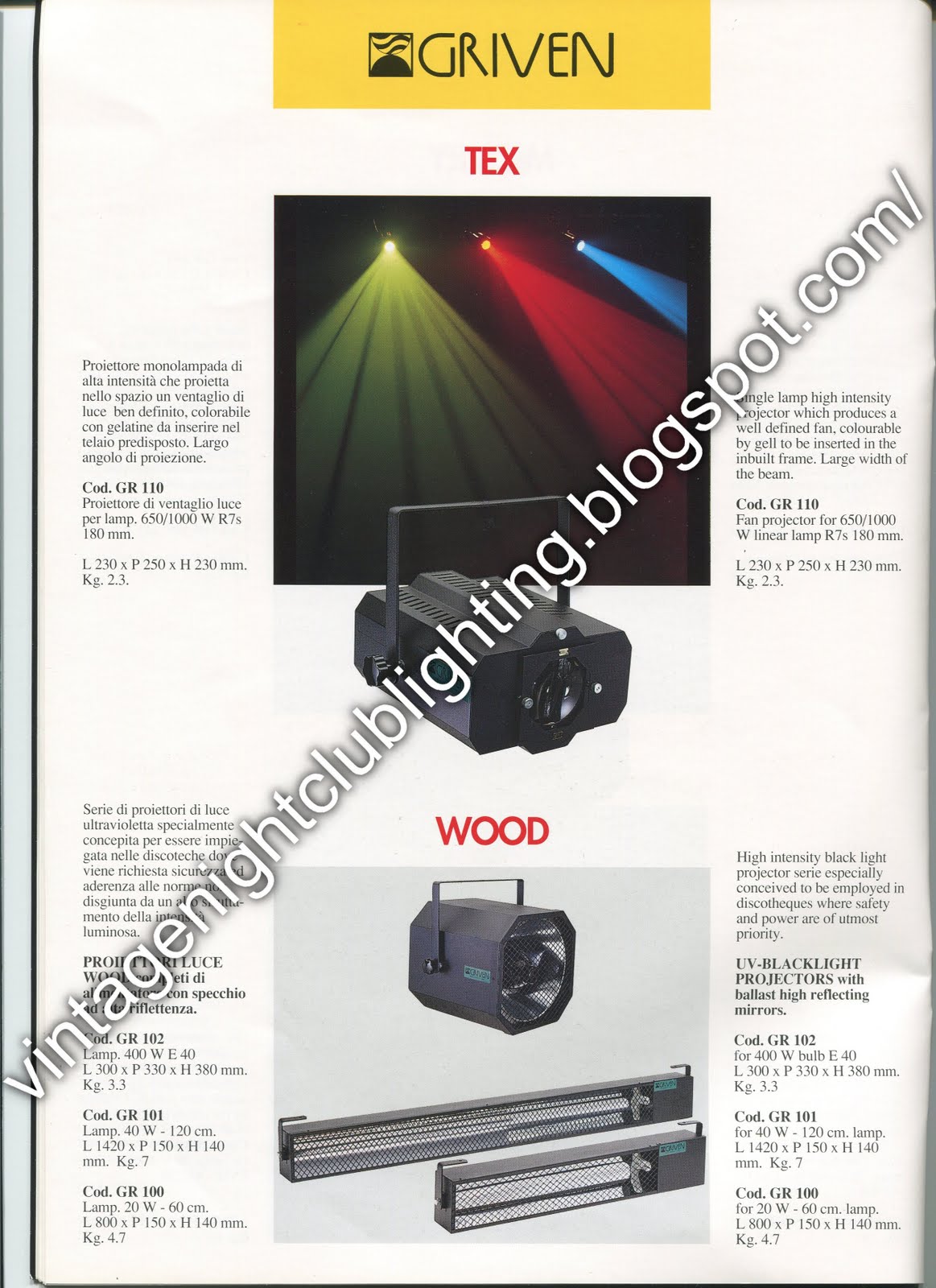Vintage Night Club Lighting: Griven Catalogues