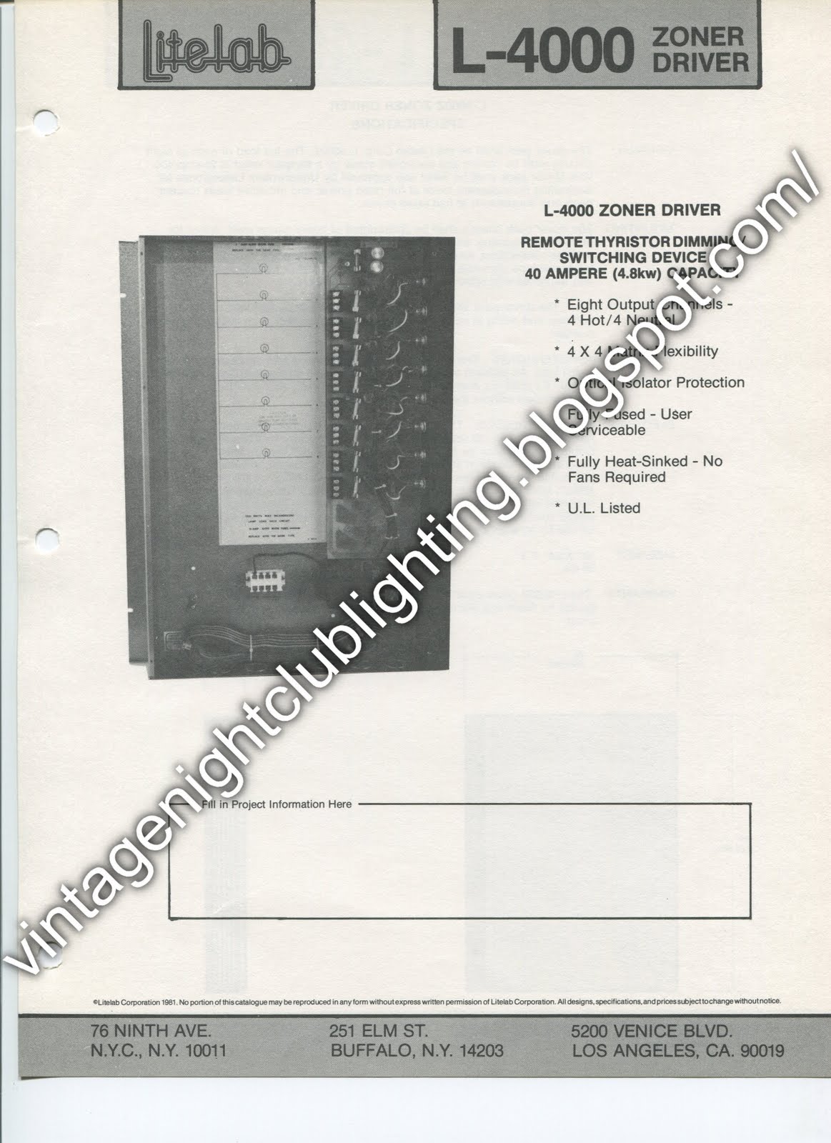 Vintage Night Club Lighting: LiteLab Catalogues