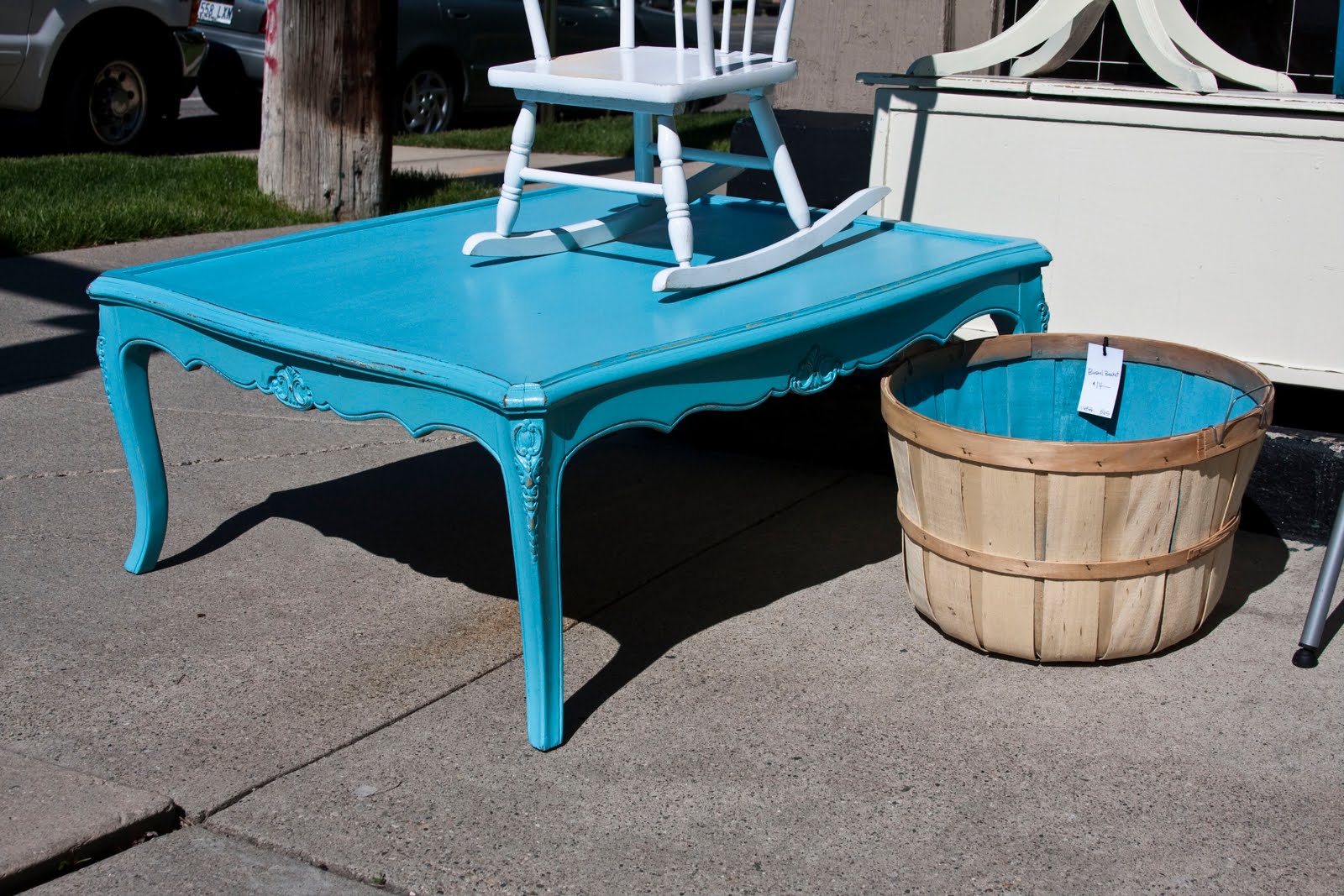 Modernly Shabby Chic Furniture: Square Turquoise Coffee Table