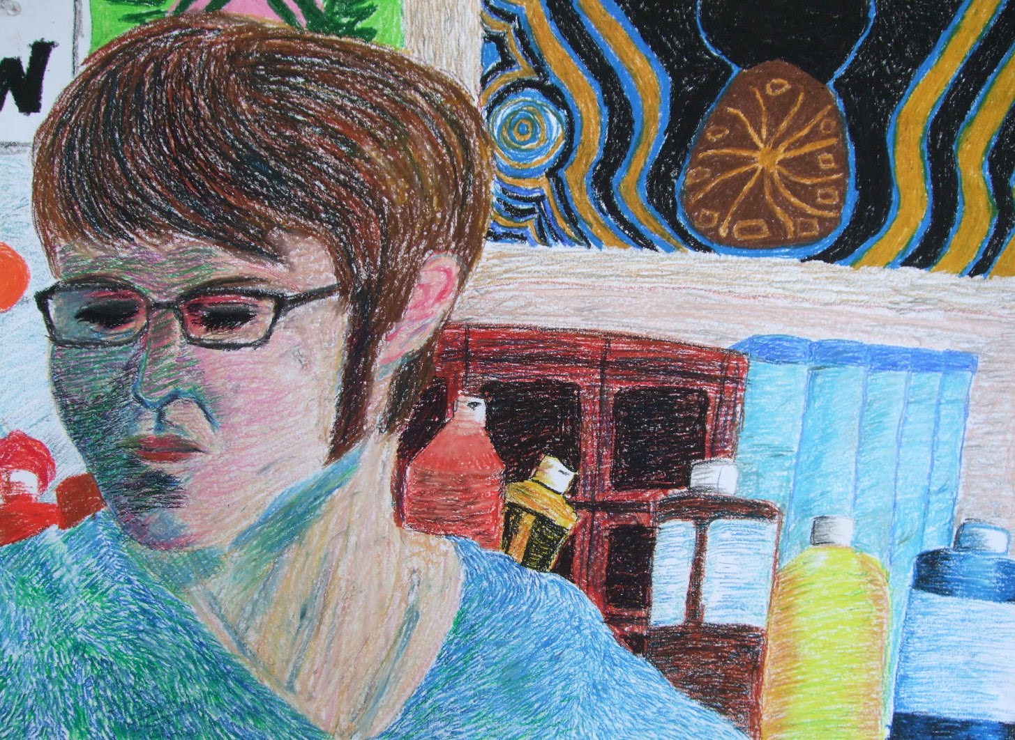 highschoolart: Oil Pastel Self Portrait High School Art