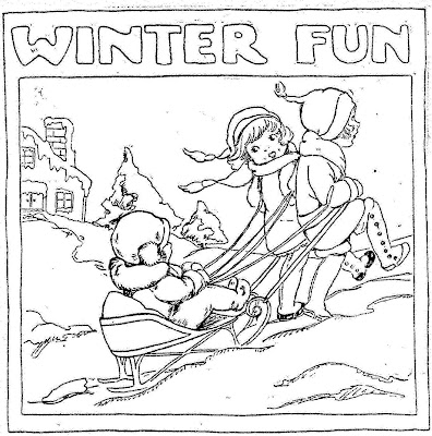 Mostly Paper Dolls: "Winter Fun" Coloring Page, 1924