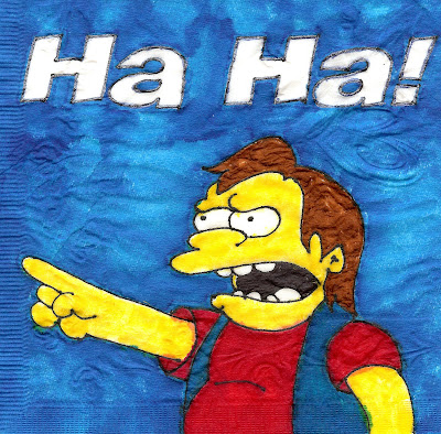 kmkirbynapkins: Simpsons Nelson ha ha napkin