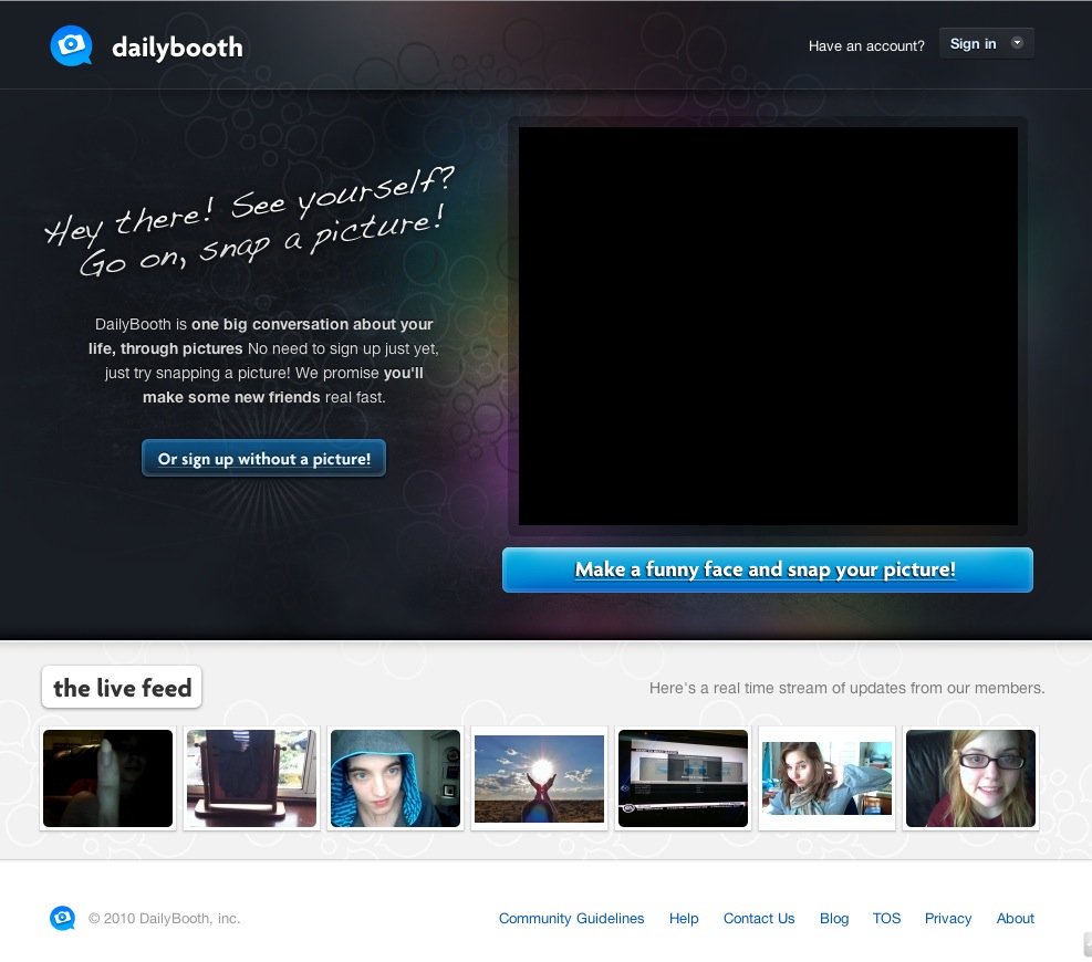 Benjee: コンセプトは自分の写真でブログを書く DailyBooth