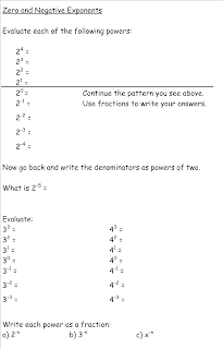 Grade 9 Academic Math: Zero and Negative Exponents