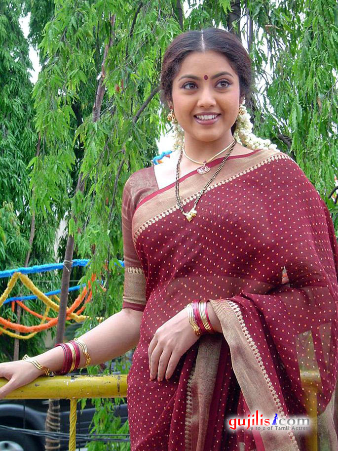 Film Actress Photos: Meena Hot In Transparent Red Saree